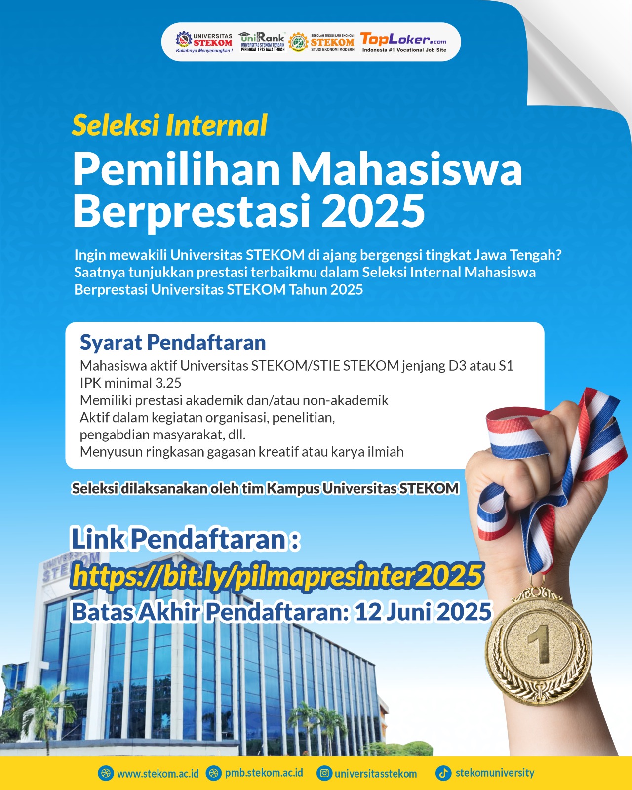 Info seleksi internal pilmapres 2025 universitas stekom