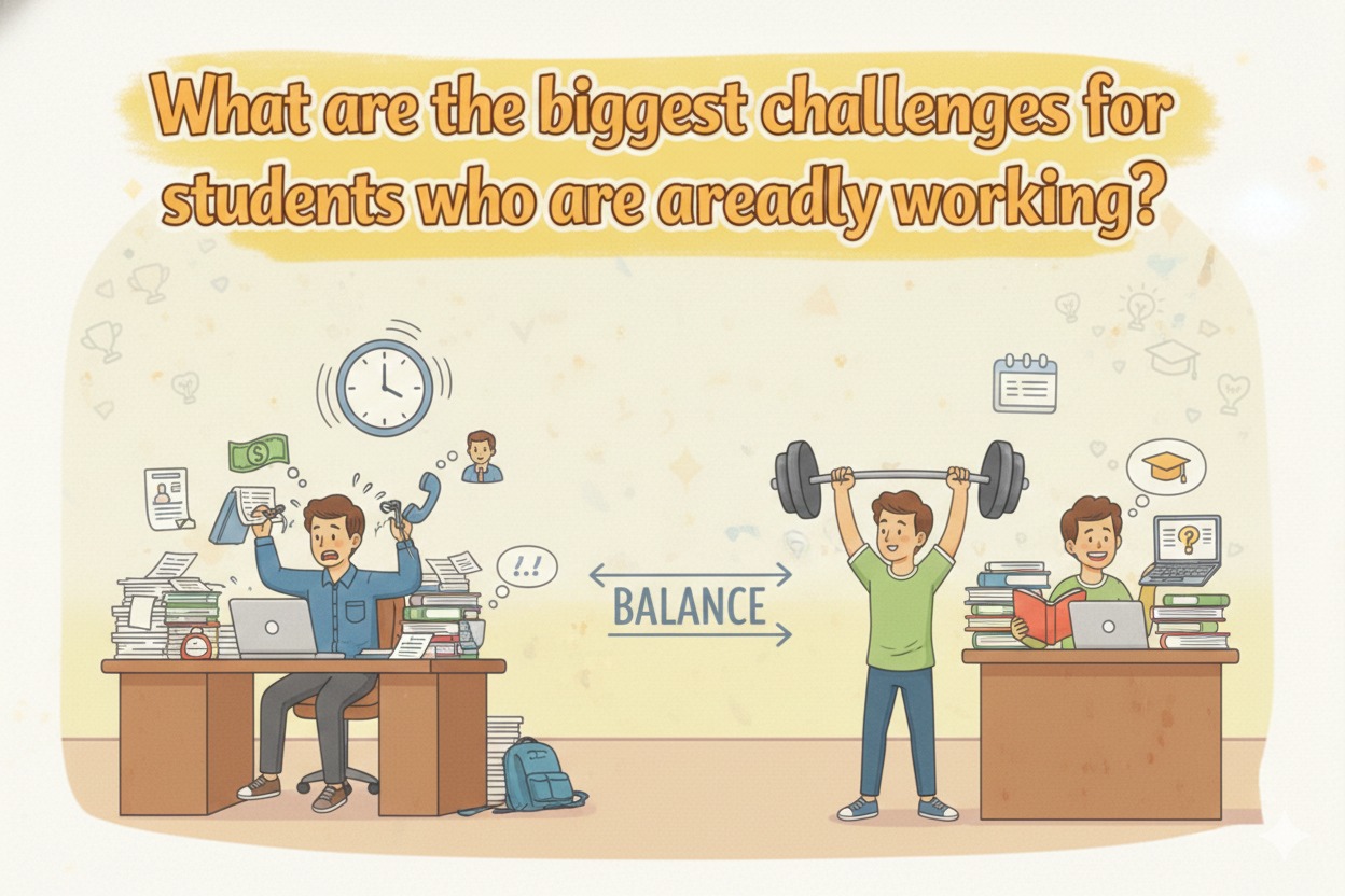 What are the biggest challenges for students who are already working?