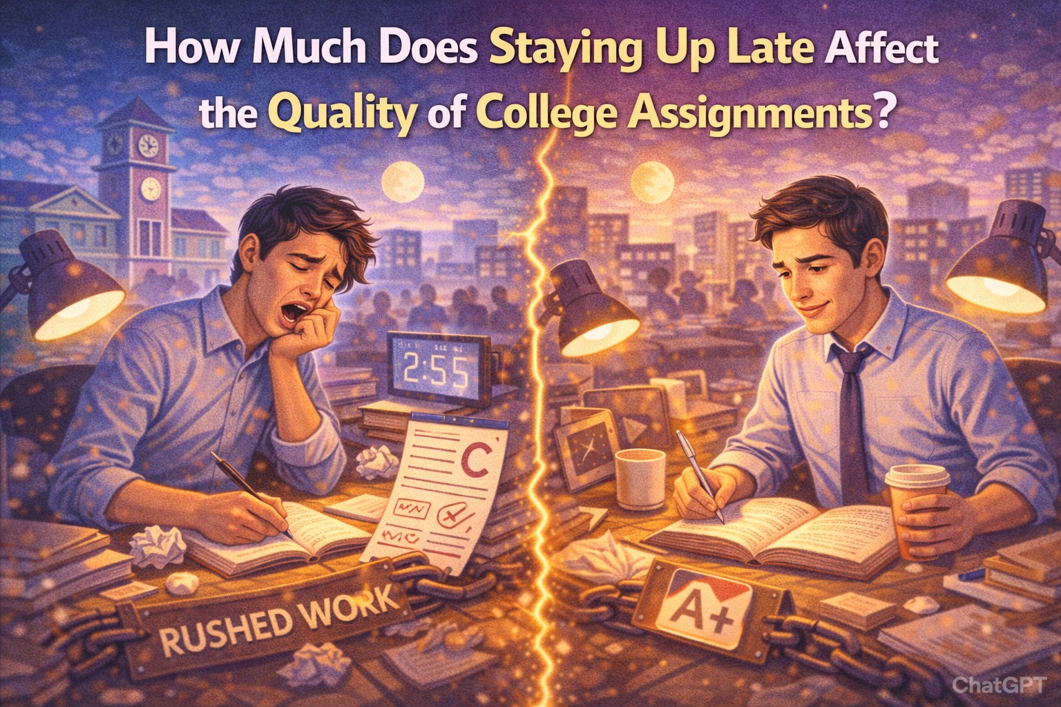 How Much Does Staying Up Late Affect the Quality of College Assignments?